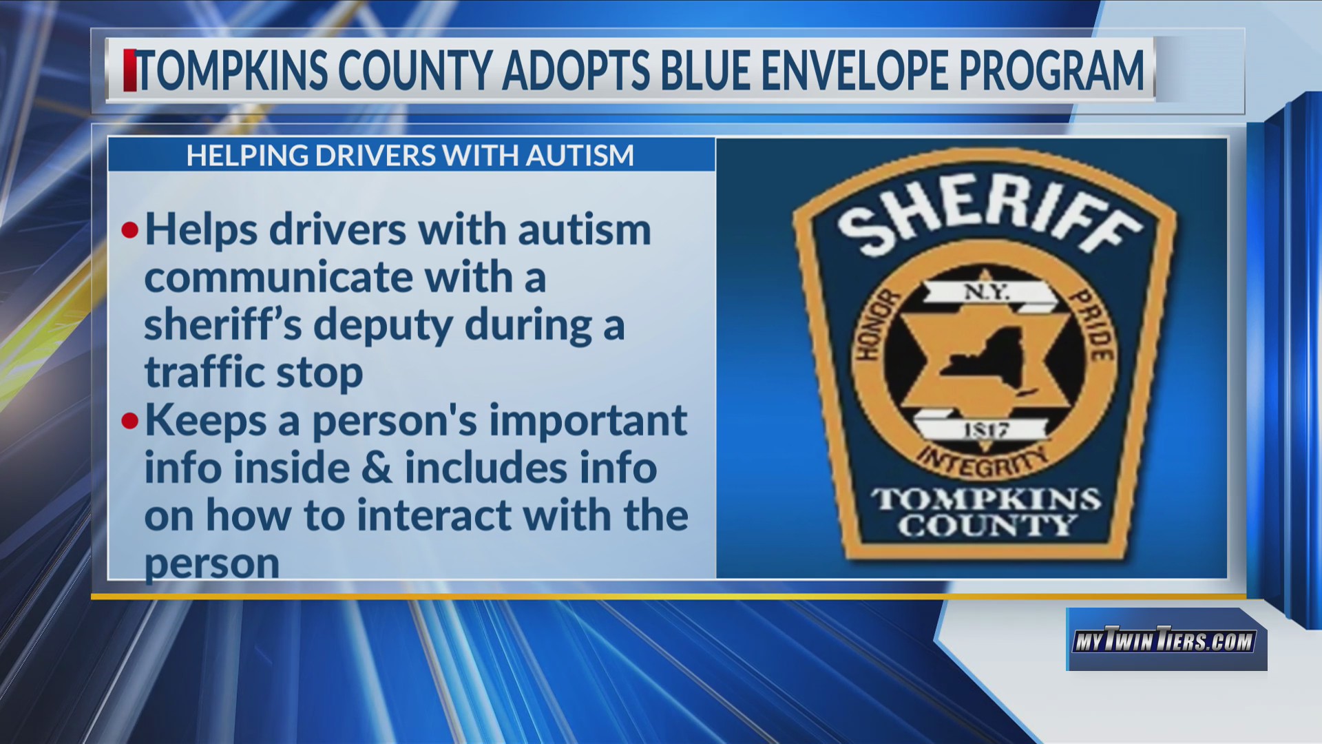 Tompkins County adopts Blue Envelope Program, helping drivers with autism – WETM – MyTwinTiers.com