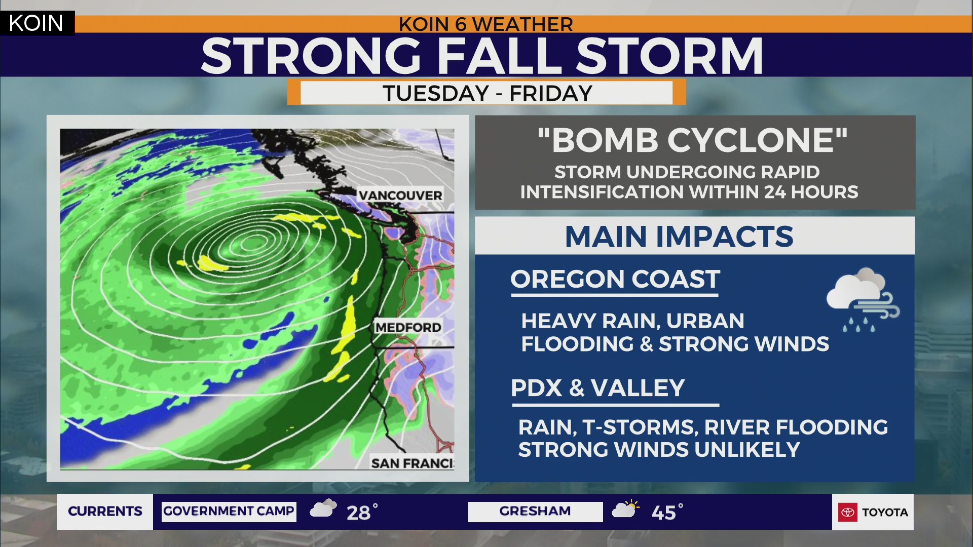 Weather Forecast: Bomb cyclone taking aim at PNW – KOIN.com