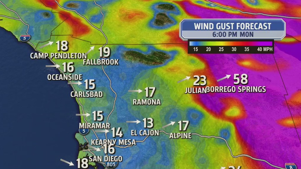 Wind gust forecast for San Diego – FOX 5 San Diego & KUSI News