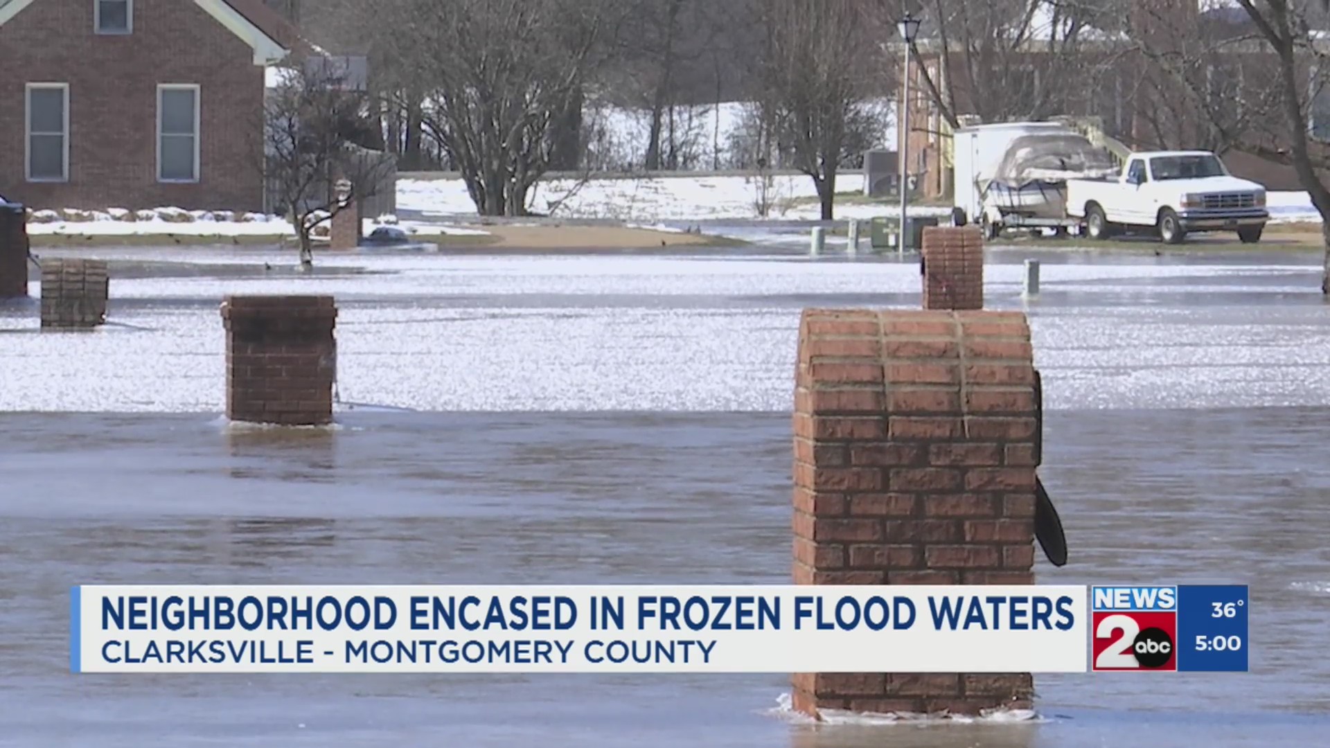 Neighborhood encased in frozen flood waters in Clarksville, TN – WKRN ...