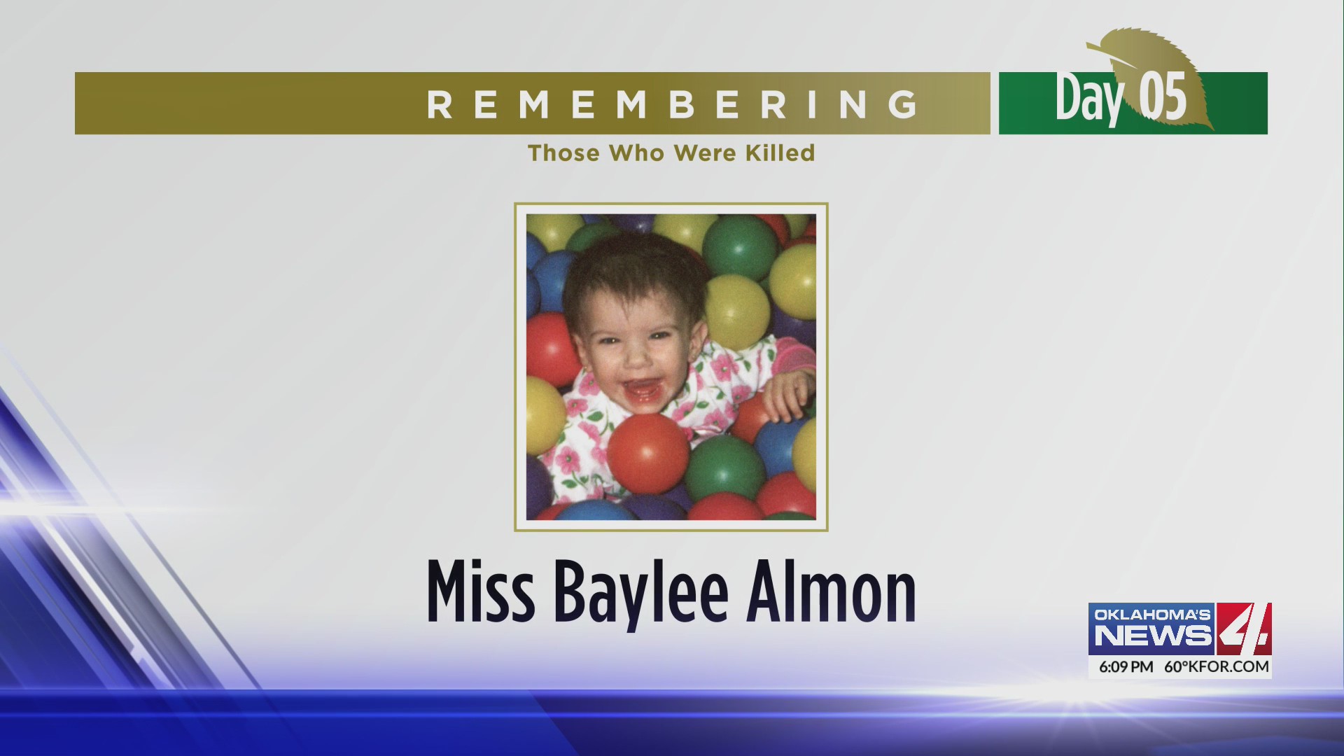168 Days to remember those lost in the OKC bombing: Miss Baylee Almon ...