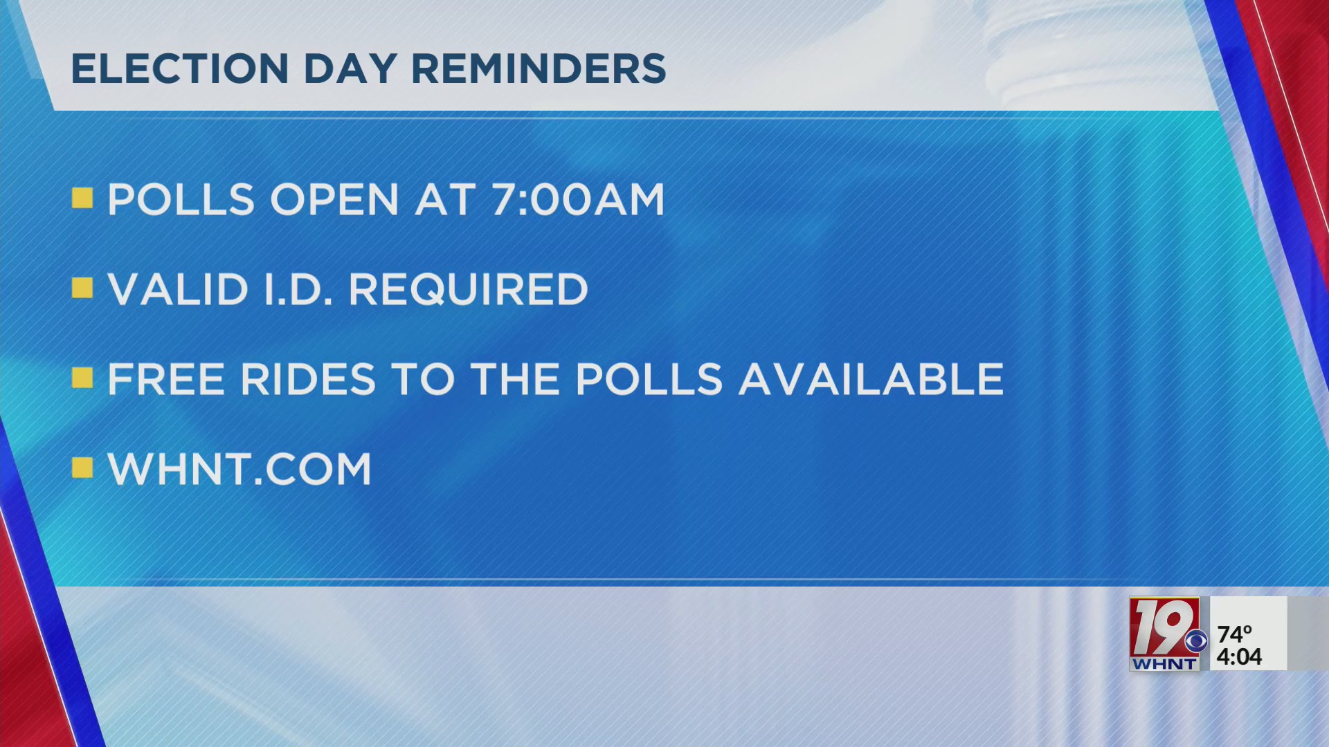 Election Day Reminders | November 4, 2024 | News 19 at 4 p.m. – WHNT.com