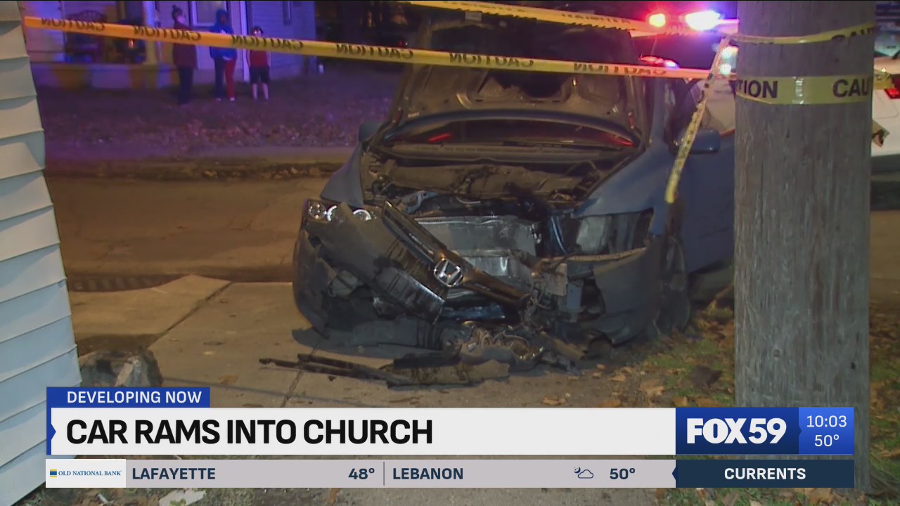 Car veers off road, strikes church on west side of Indianapolis – Fox 59