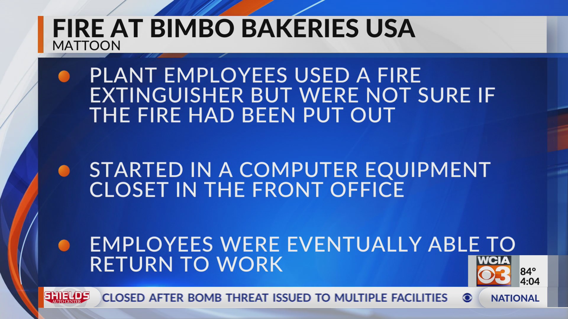 Mattoon Fire Department responds to fire at Bimbo Bakery – WCIA.com