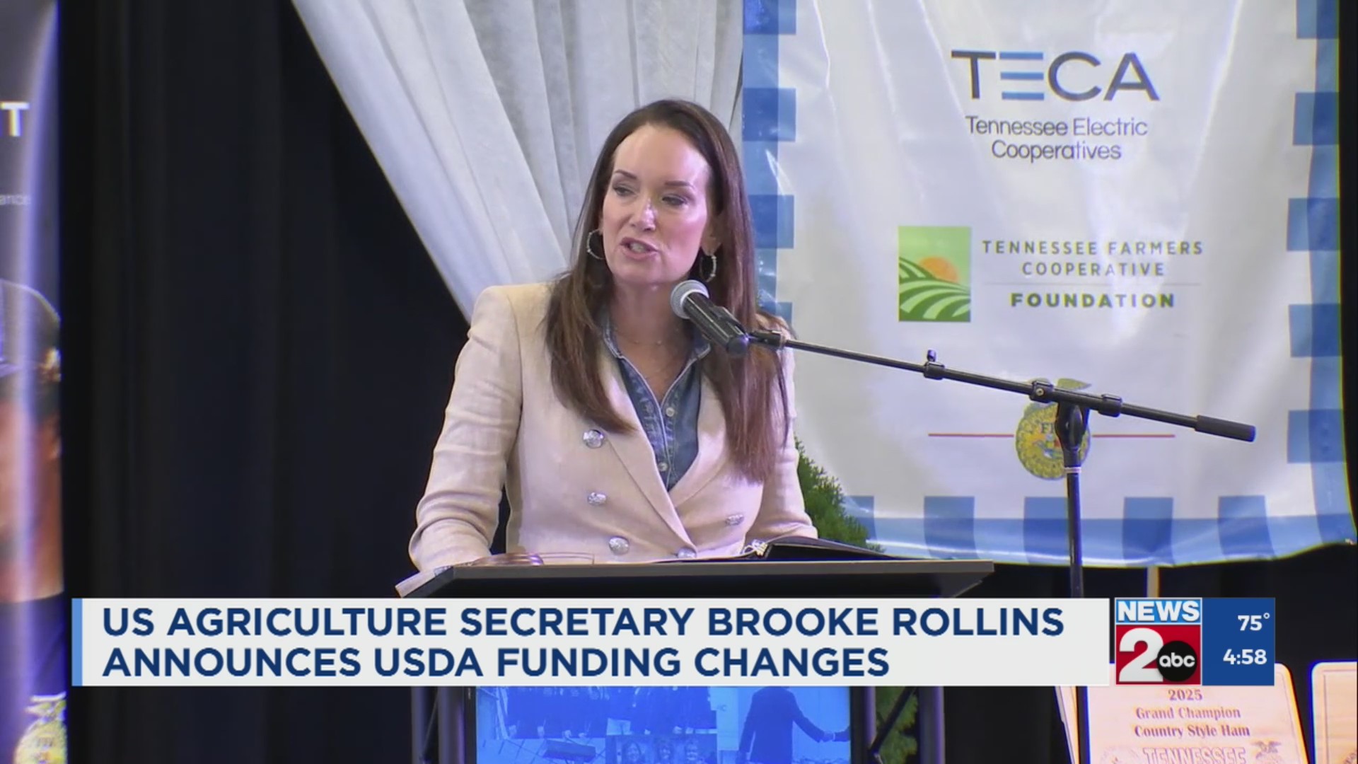 U.S. Agriculture Secretary Brooke Rollins announces USDA funding ...