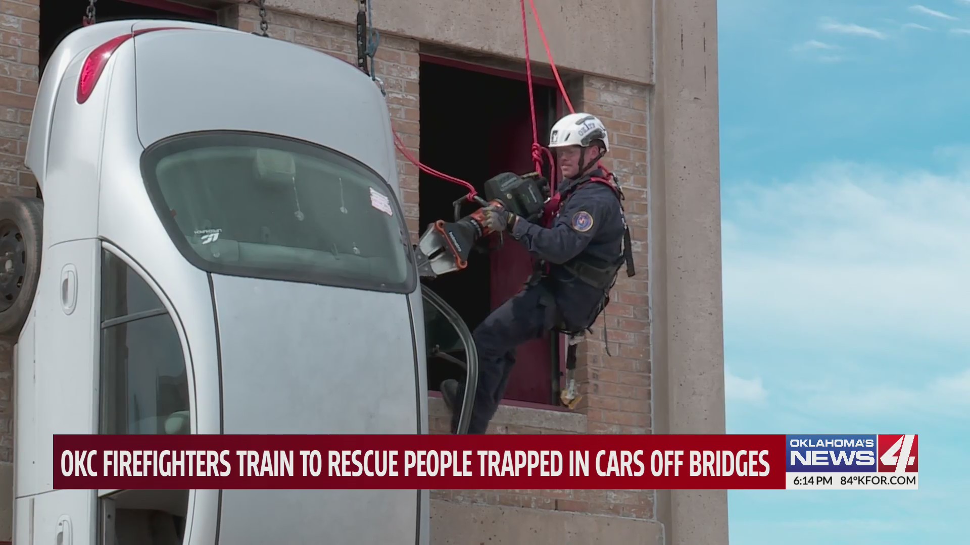 OKC firefighters train to rescue people trapped in cars off bridges ...