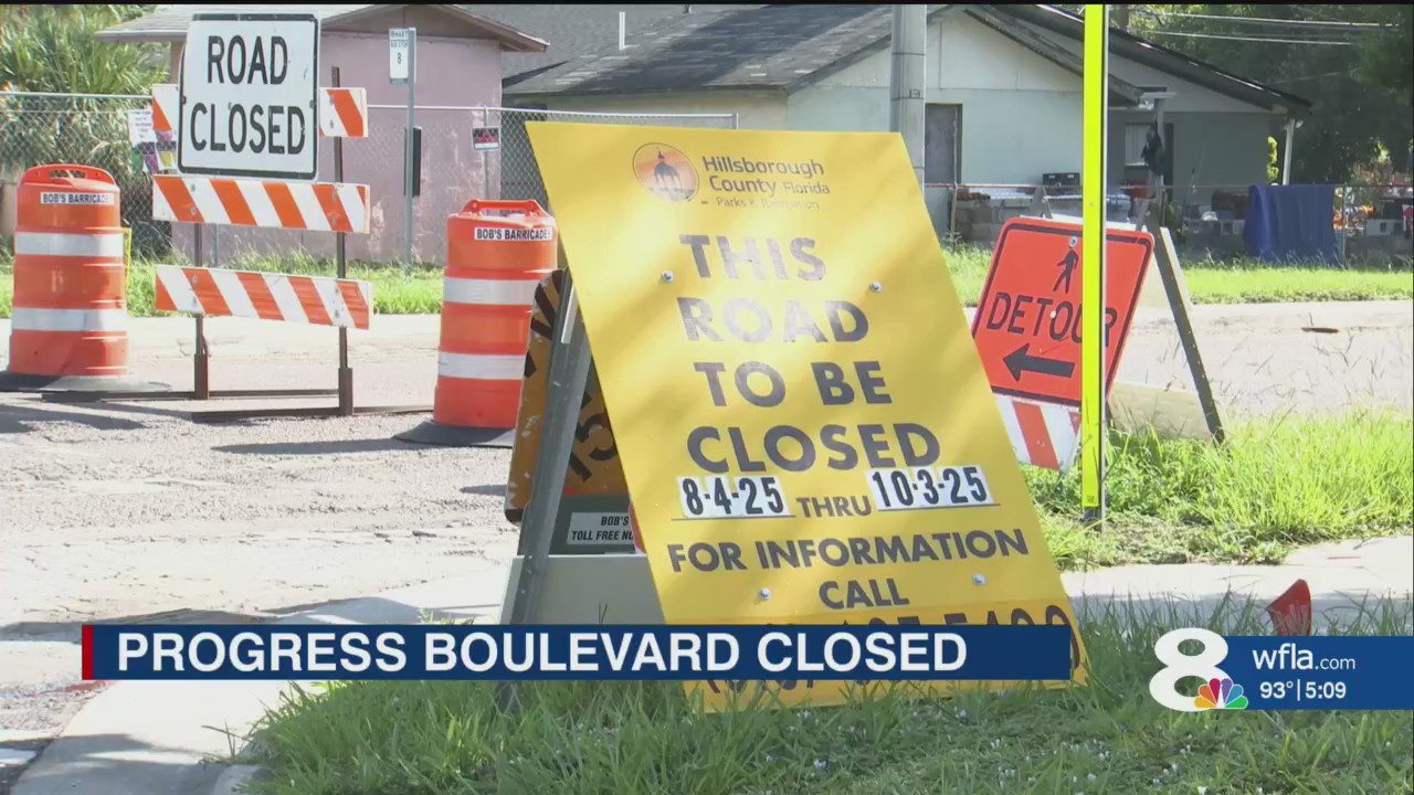 Progress Boulevard closed for drainage project for up to 2 months – WFLA