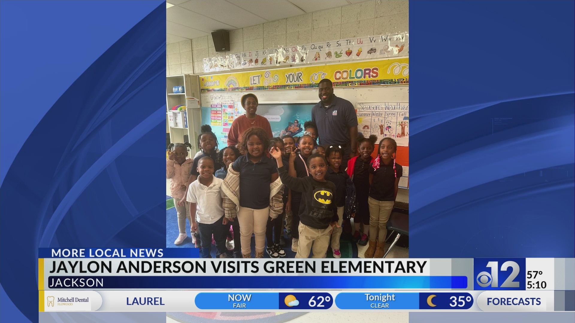 WJTV’s Jaylon Anderson visits Green Elementary for Read Across America ...