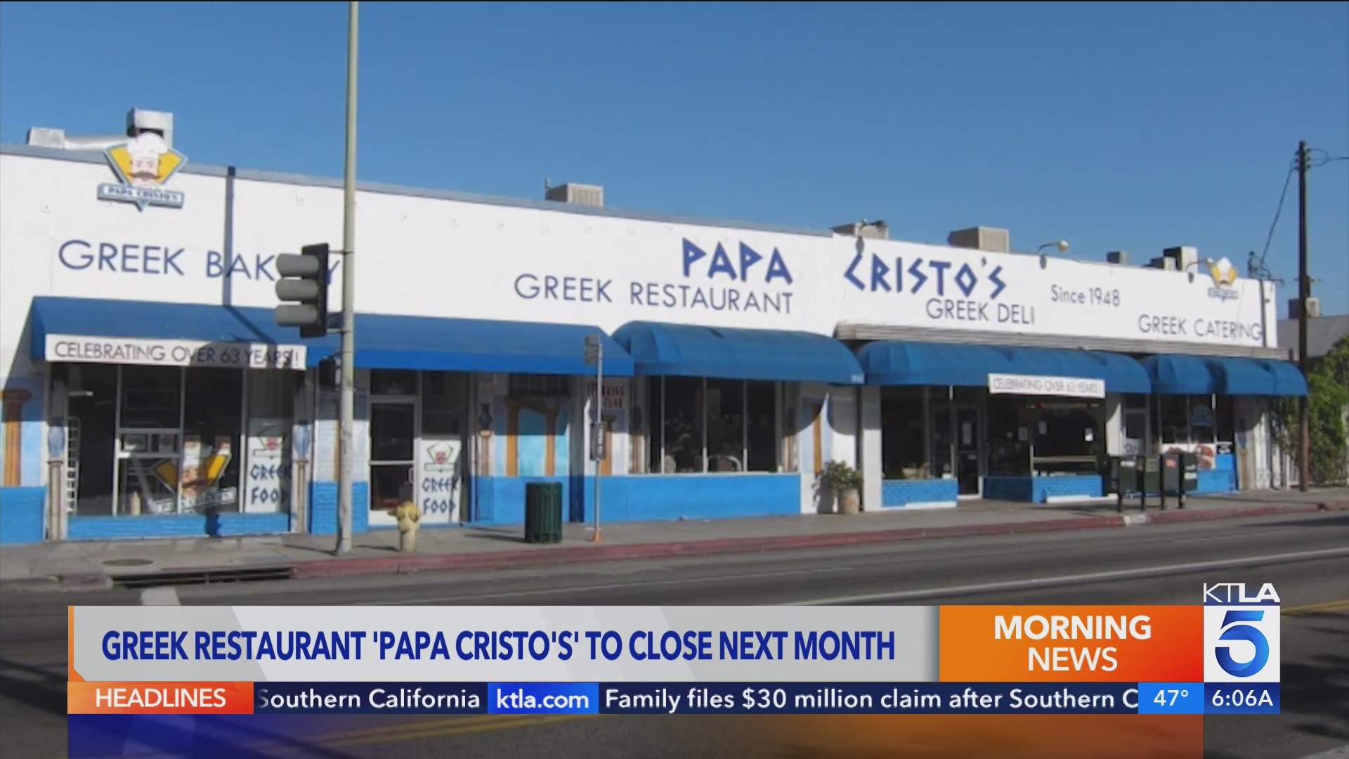 Famous Greek restaurant closing after 77 years in L.A. – KTLA