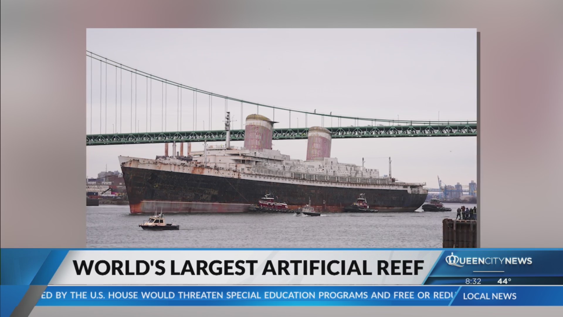 Historic ocean liner departs to become the world’s largest artificial ...