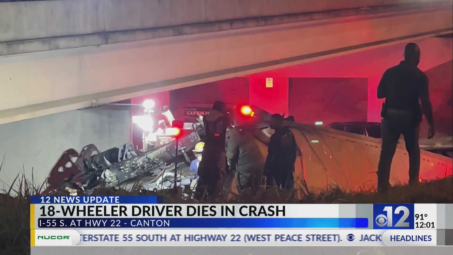 18-wheeler driver dies after fiery crash in Canton – WJTV