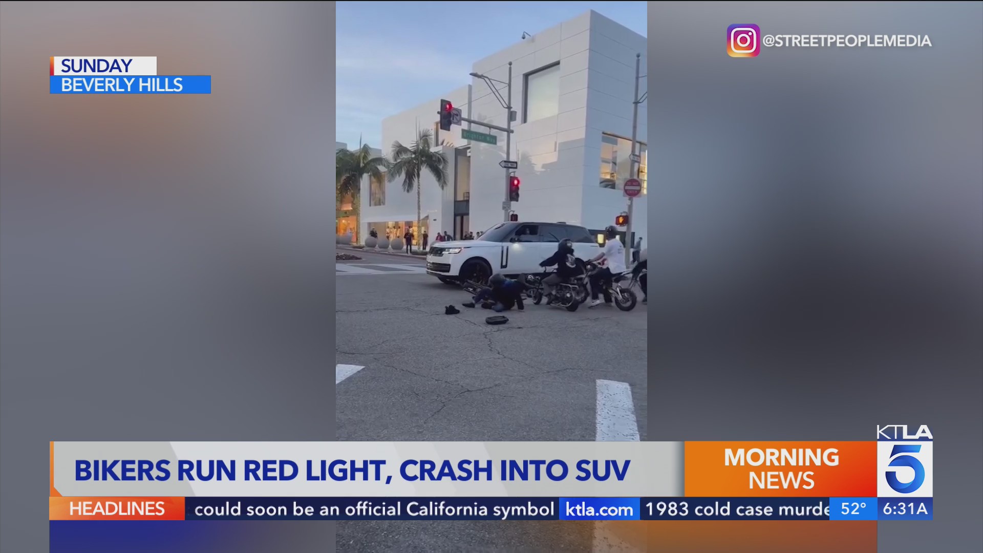 Mini-biker riders run red light, crash into SUV in Beverly Hills – KTLA