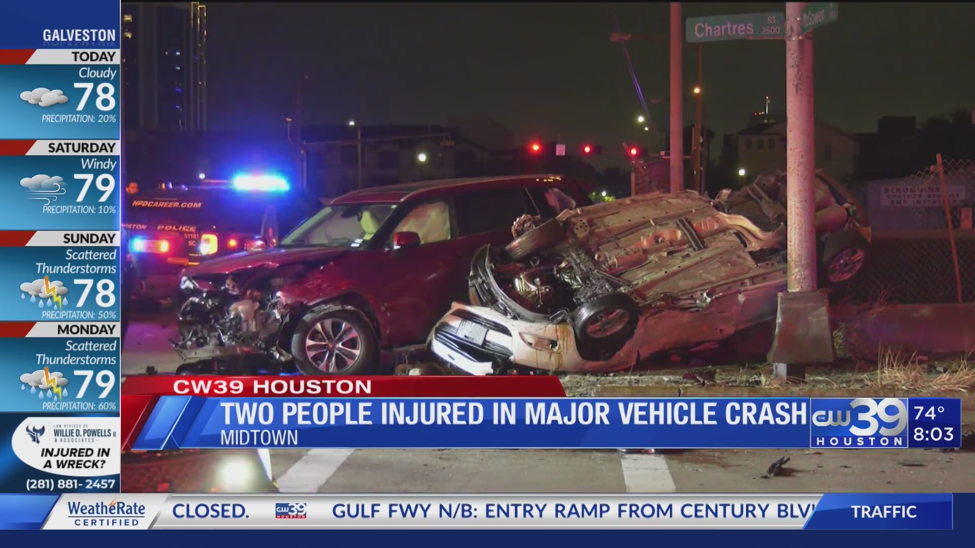 Two people injured in major vehicle crash in Midtown – CW39 Houston