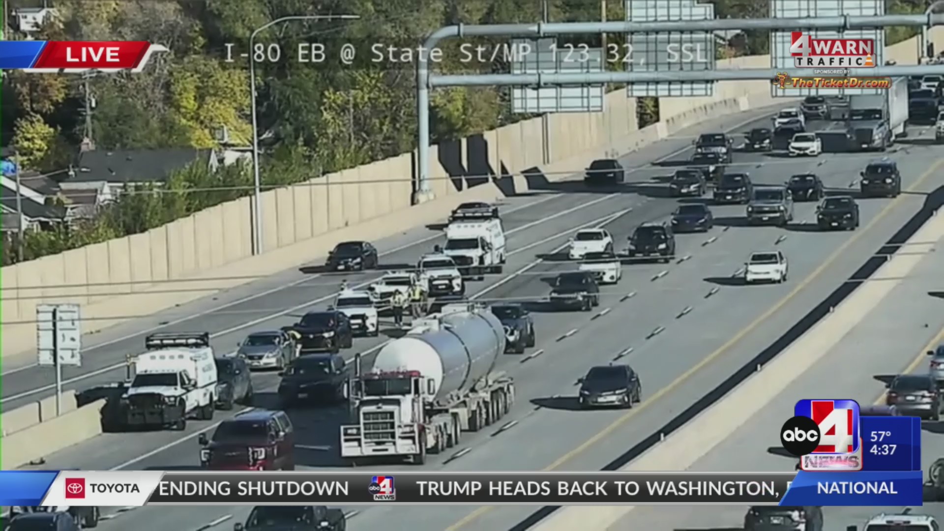 Traffic Alert Crash On I 80 Eb Near State Street Leads To Lane