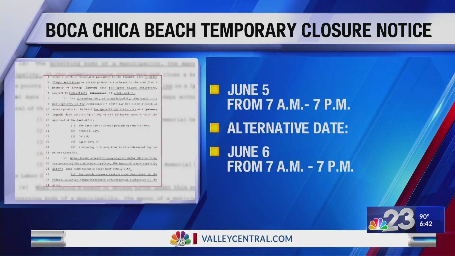 Boca Chica Beach Temporary Closure Notice – KVEO-TV