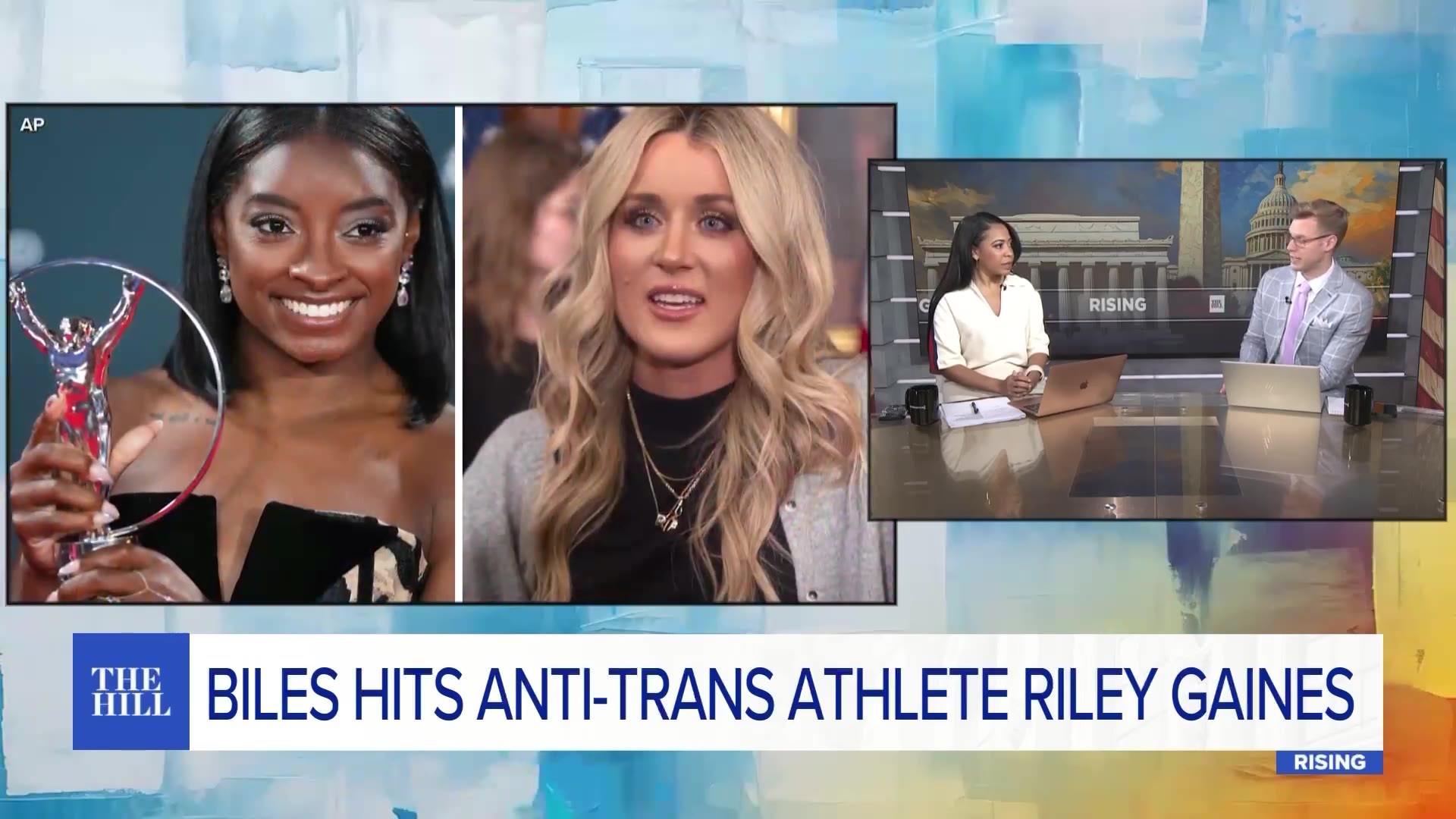 Riley Gaines, Simone Biles beef over transgender athletes in women’s ...