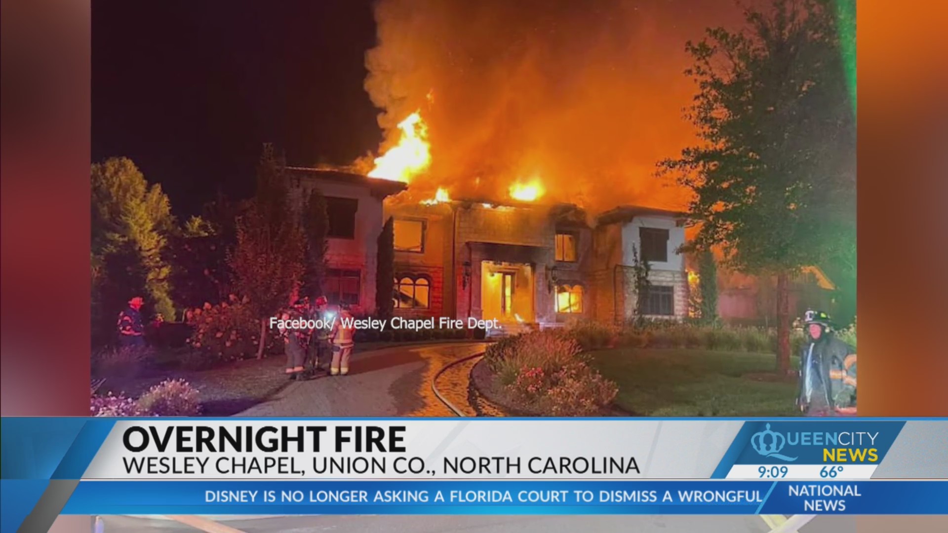 Crews battle large two-story house fire in Wesley Chapel – Queen City News