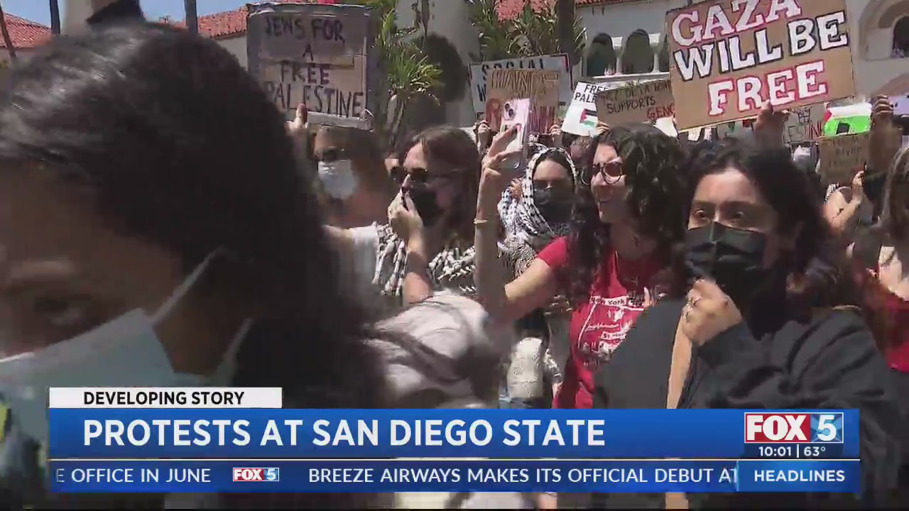 San Diego State University students walk out of class in pro-Palestine ...
