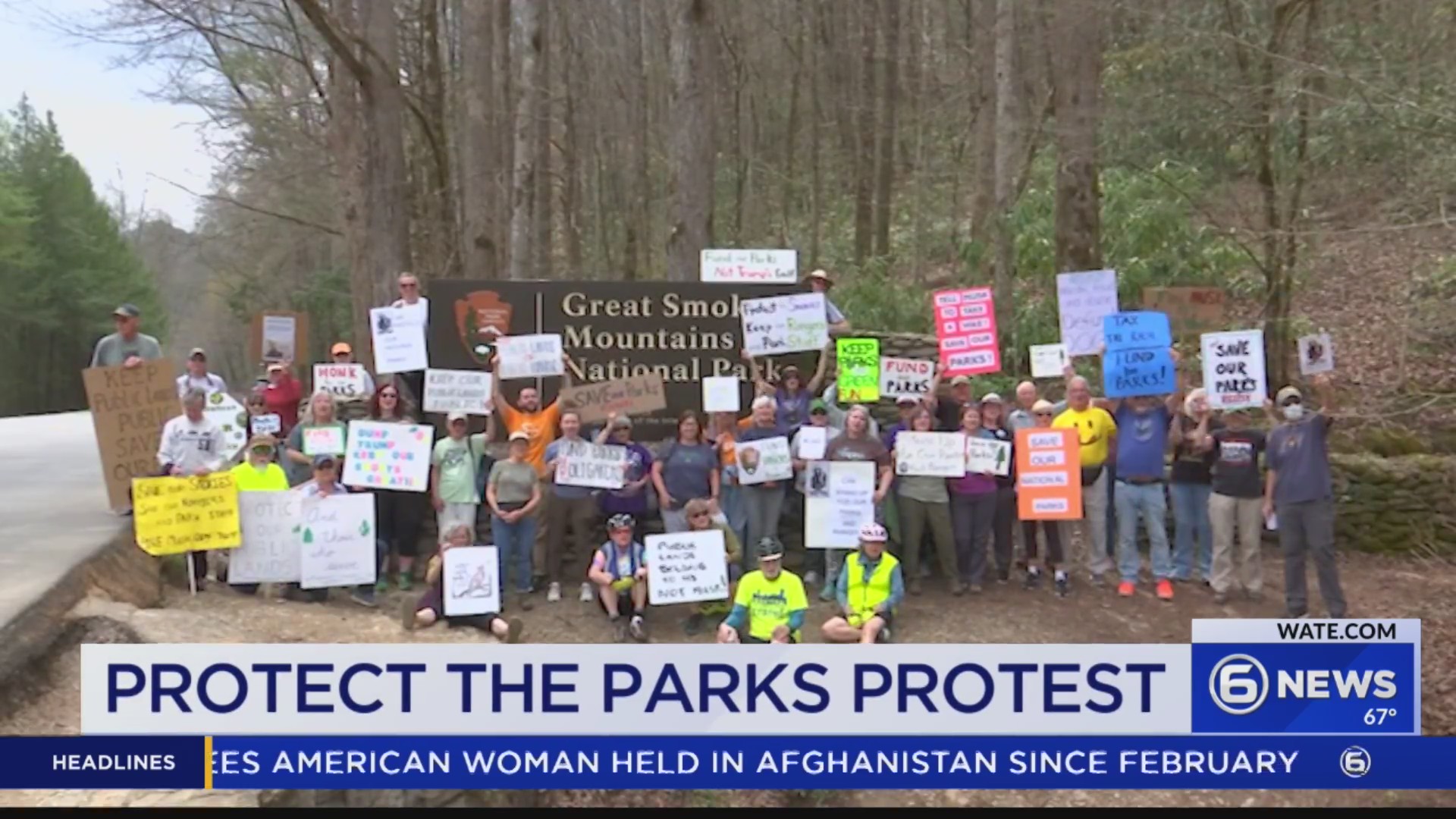 Protesters gather outside Great Smoky Mountains National Park amid ...