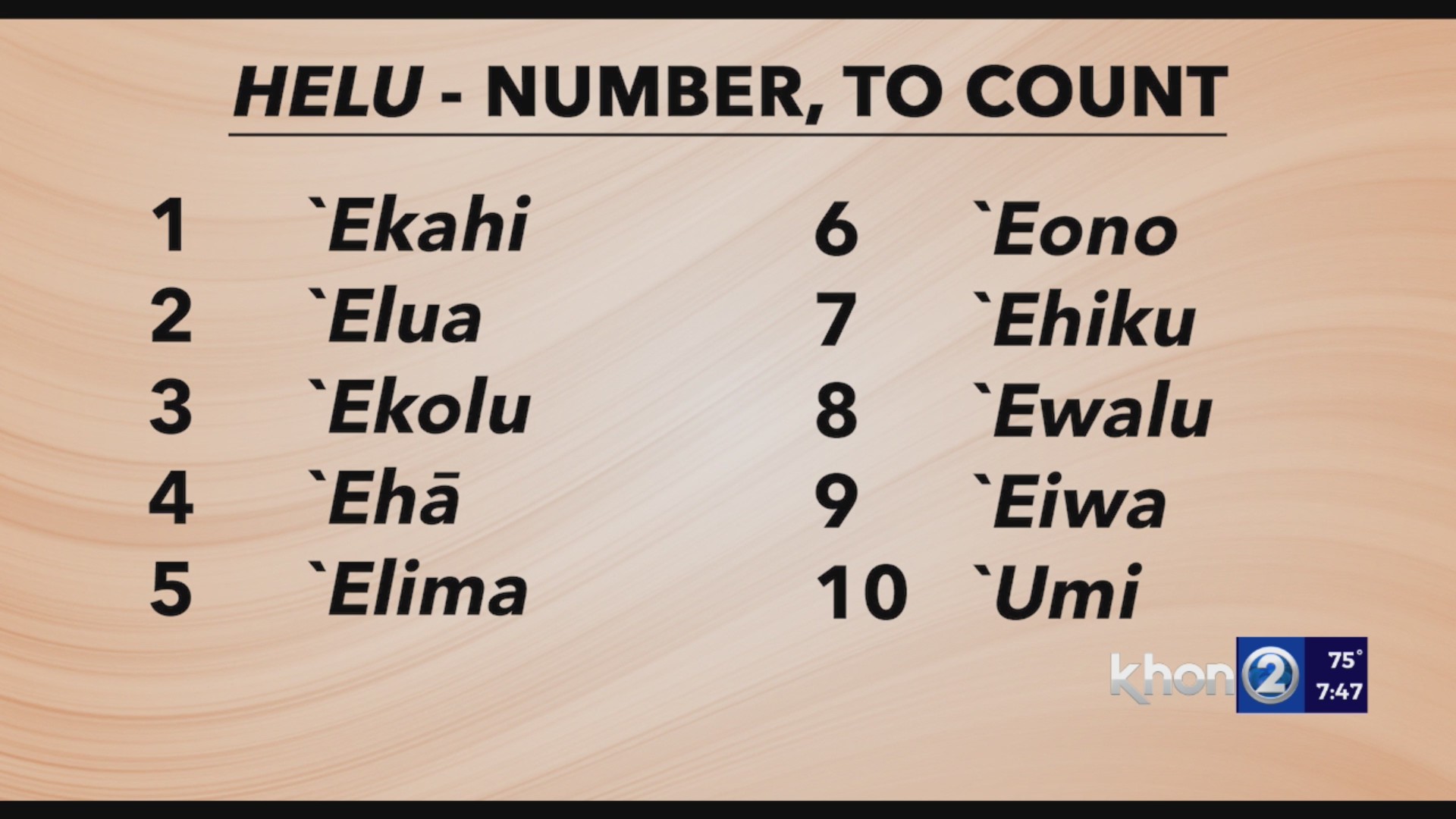 Counting 1-10 in the Hawaiian language – KHON2