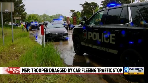MSP: Trooper dragged by car fleeing traffic stop – WOODTV.com