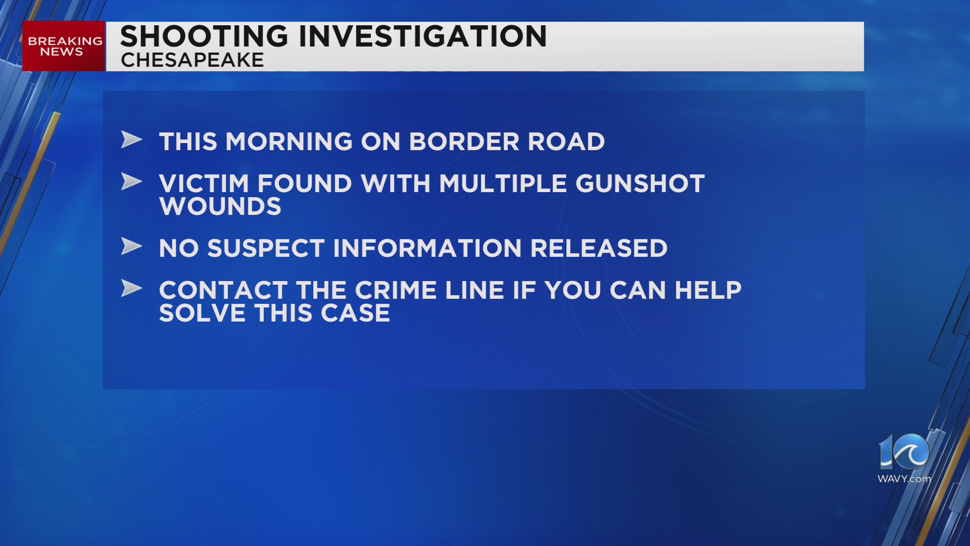 Man in critical condition following Chesapeake shooting: Police – WAVY.com