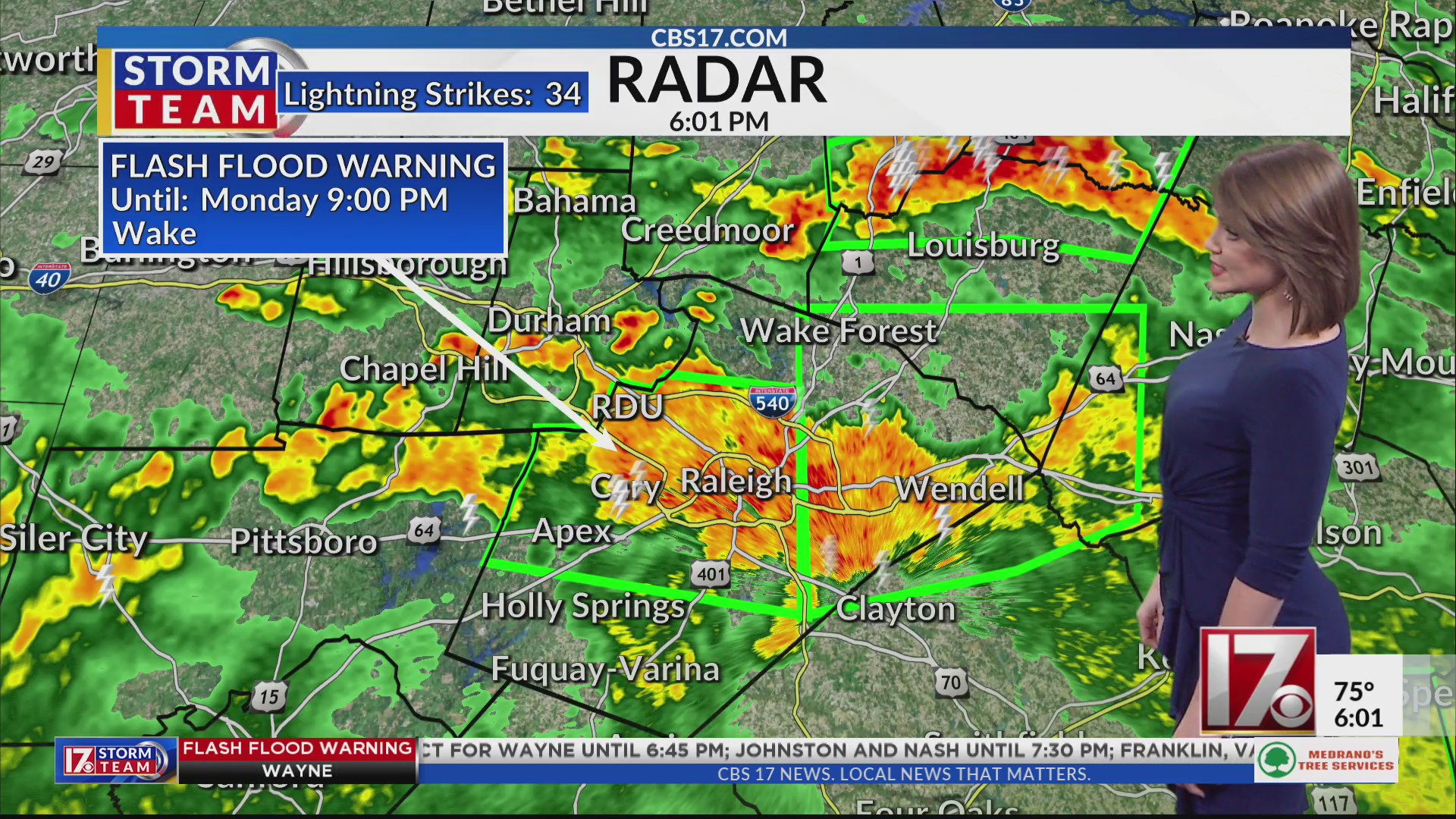Flash flood warning for West Central Wake County and more – CBS17.com