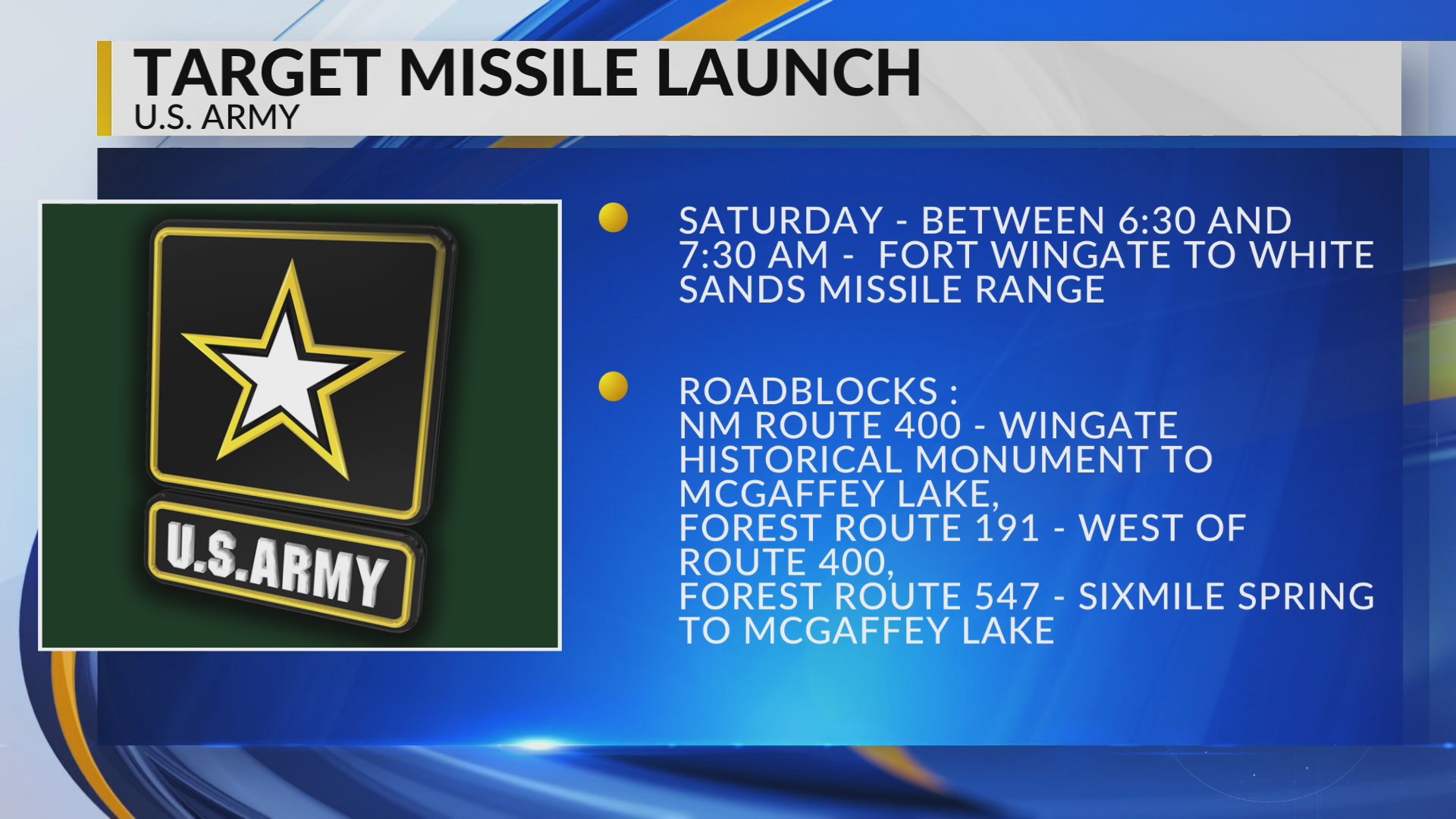 Temporary closure in Mt. Taylor Ranger District due to planned missile ...