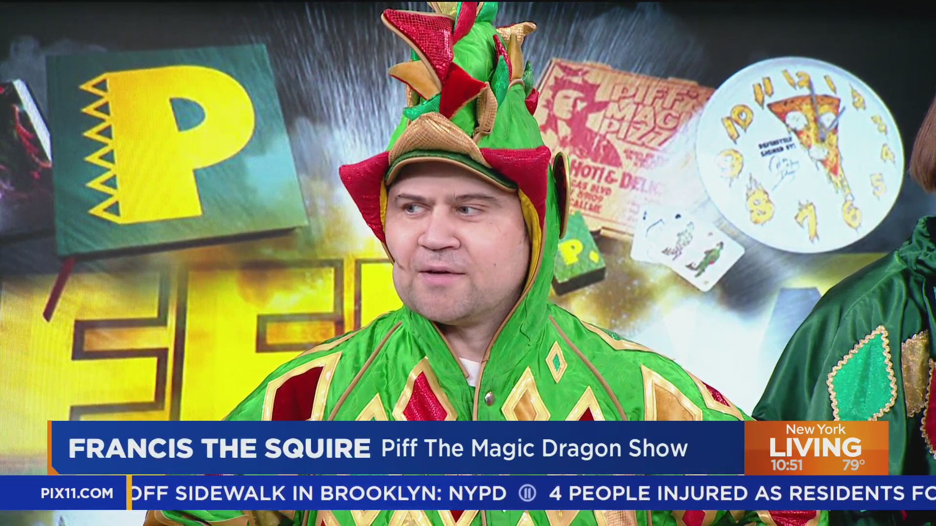 Piff the Magic Dragon performs with his sidekick – PIX11