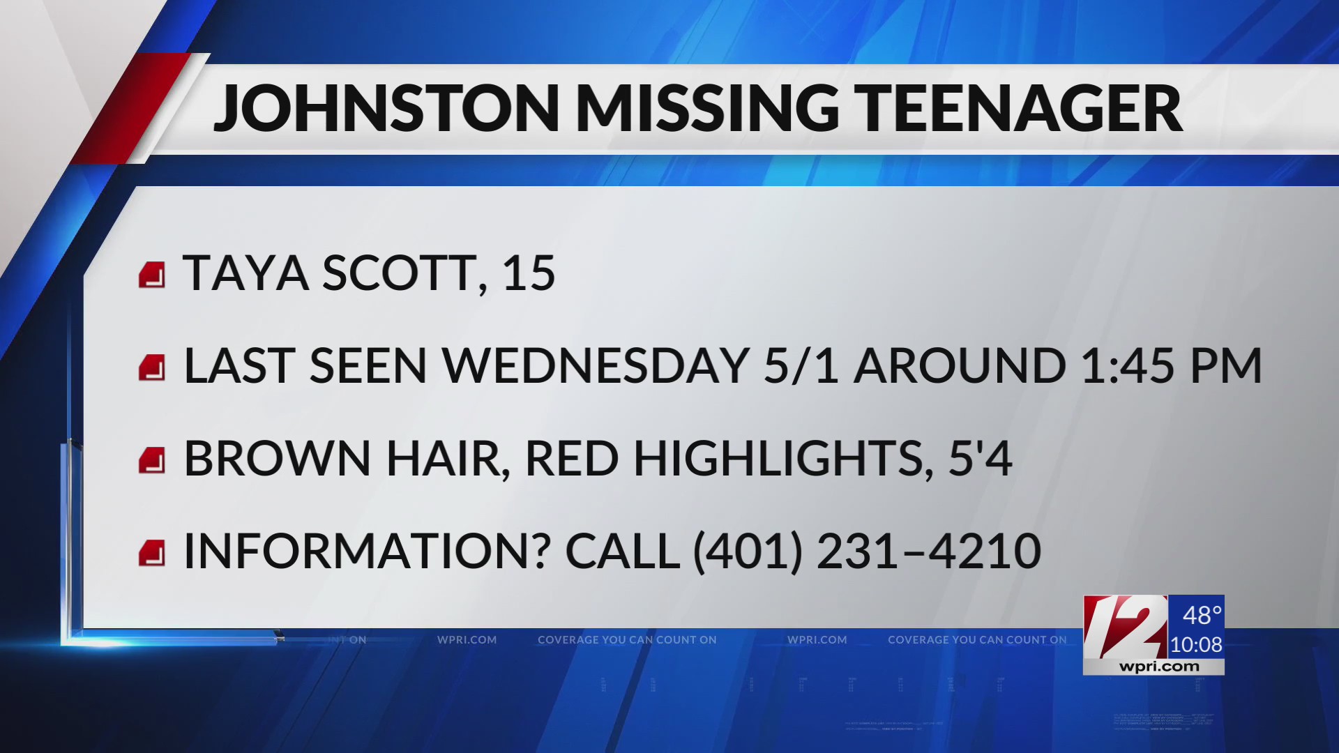 Johnston teenager missing since Wednesday – WPRI.com