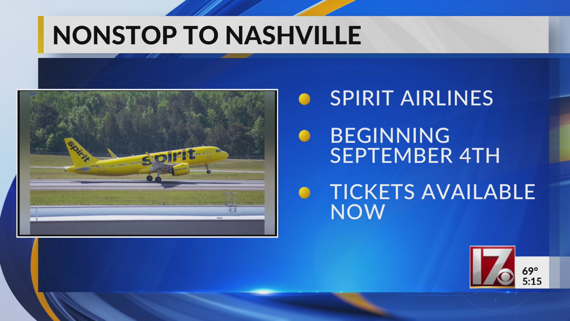 Spirit launching new flight between RDU and Nashville – CBS17.com