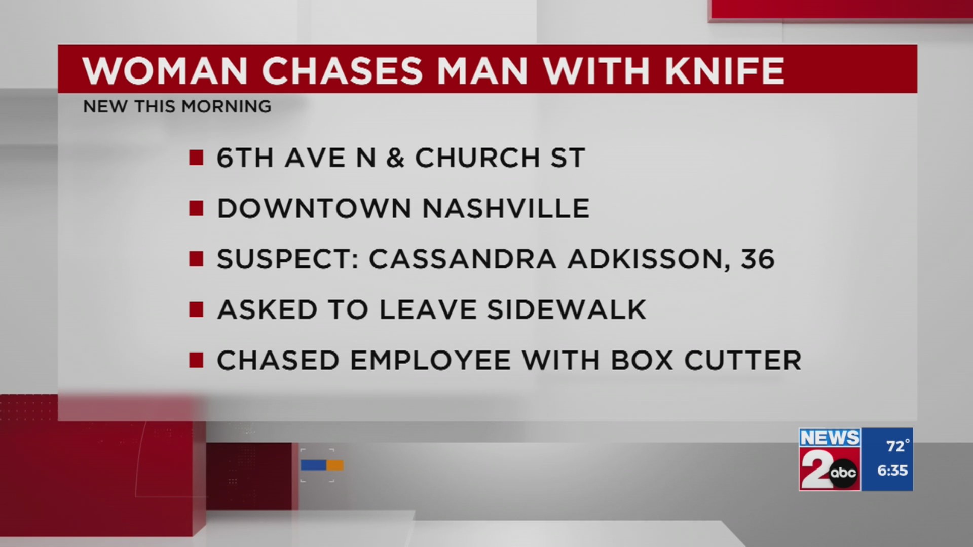 Woman charged with chasing man with knife – WKRN News 2