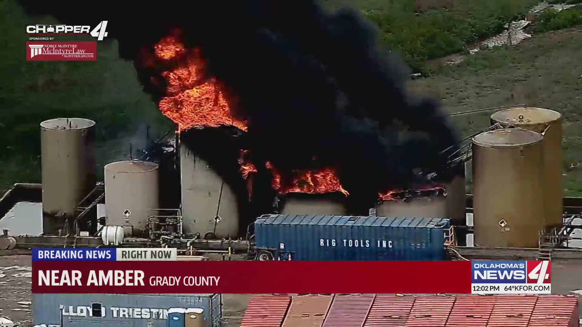 Tank battery fire burns in Grady County – KFOR.com Oklahoma City