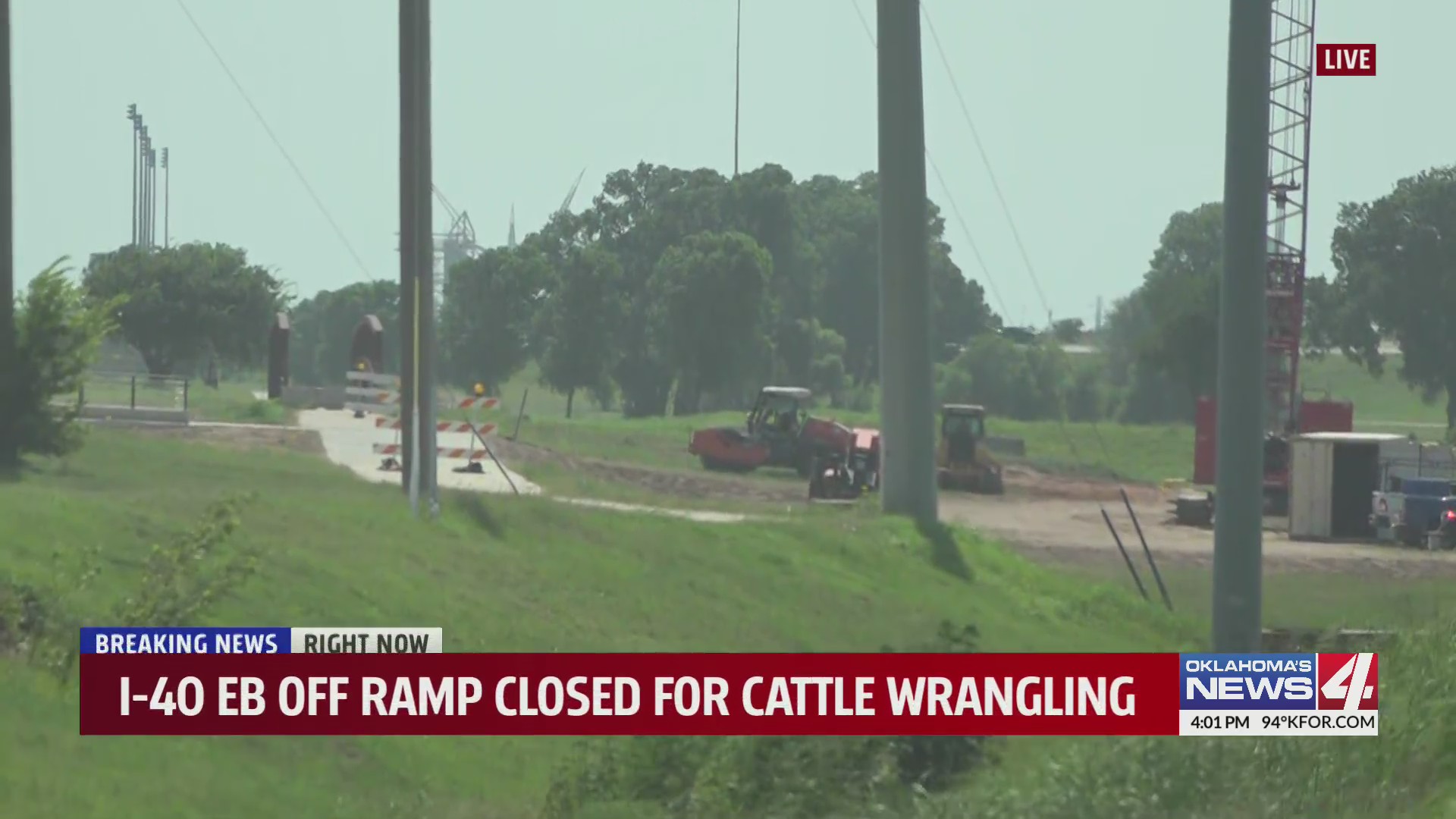 I-40 EB off ramp closed for cattle wrangling – KFOR.com Oklahoma City