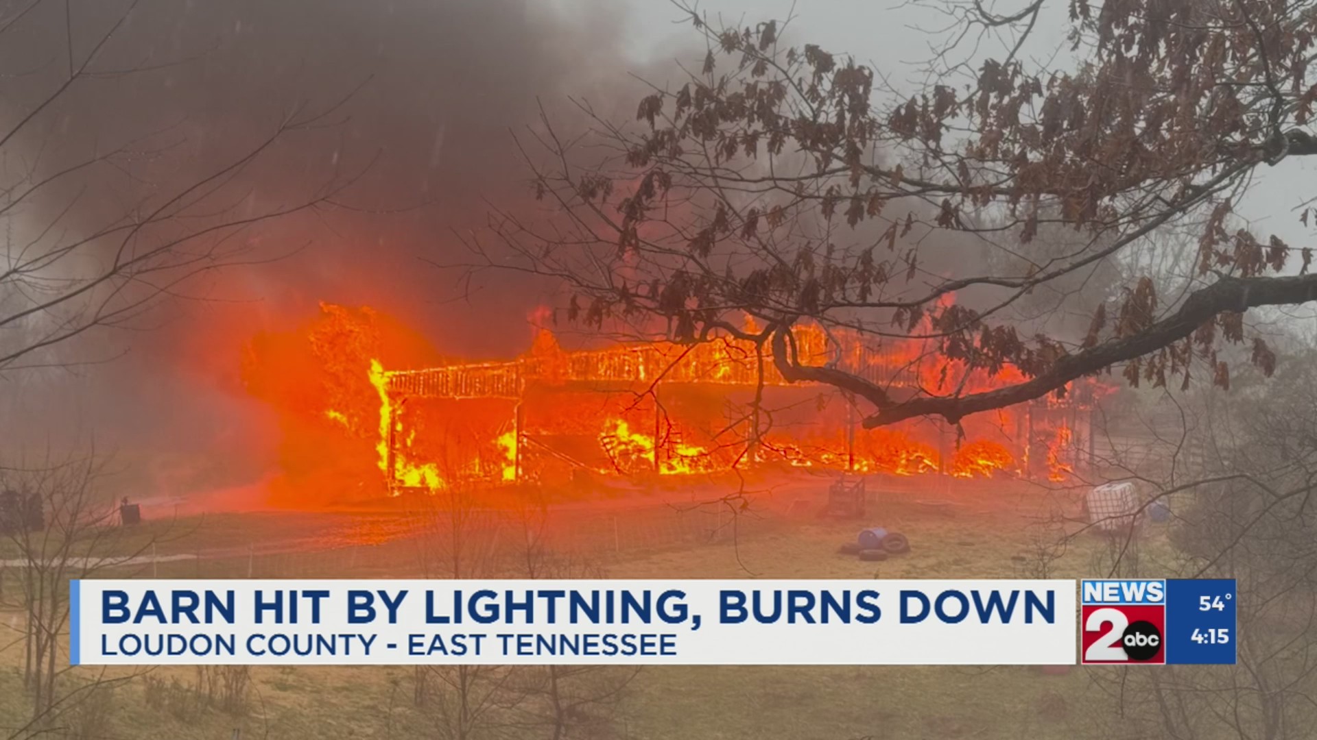 Barn hit by lightning, burns down in Loudon County – WKRN News 2