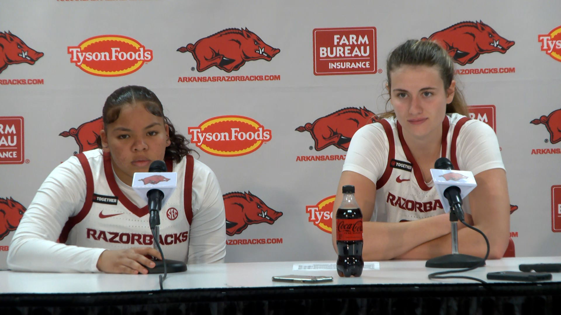 Kiki Smith and Jenna Lawrence speak to the media following the Hogs win ...