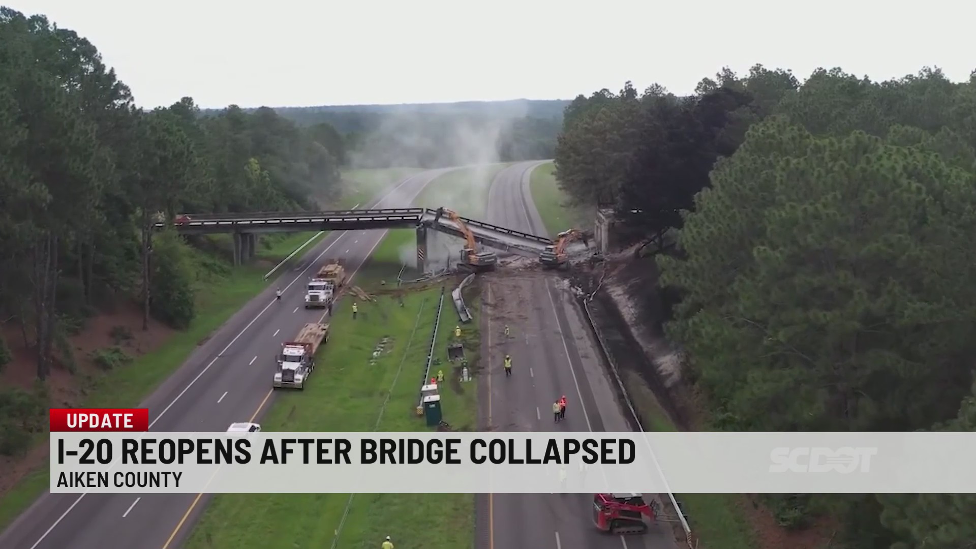 I-20 reopens after bridge collapsed in Aiken Co. – WSPA 7NEWS