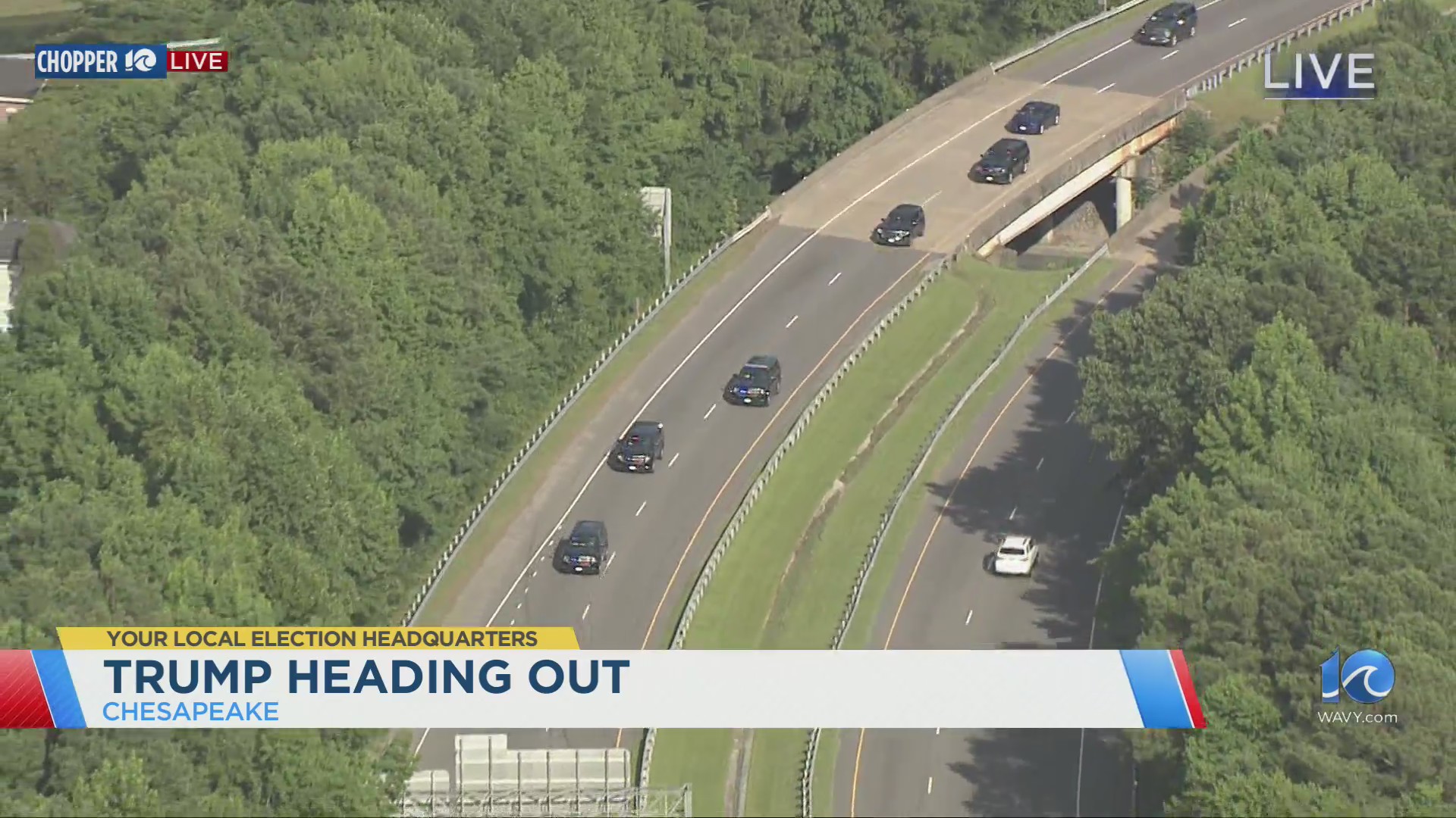 Chopper 10 captures Trump heading out of Chesapeake – WAVY.com