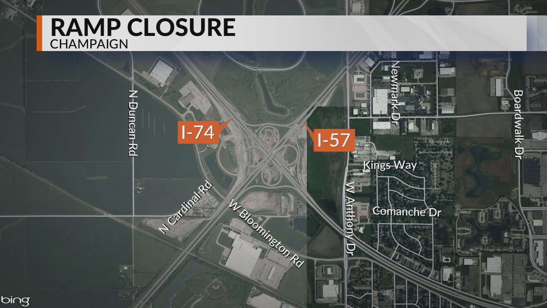 Ramp at I-57, I-74 interchange closing temporarily in Champaign – WCIA.com
