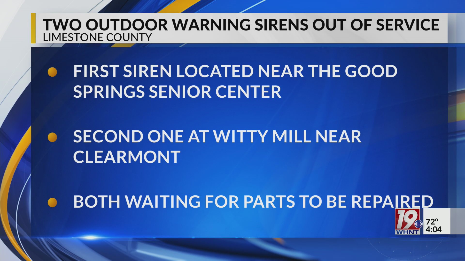 Two Outdoor Warning Sirens Out of Services In Limestone County | March ...
