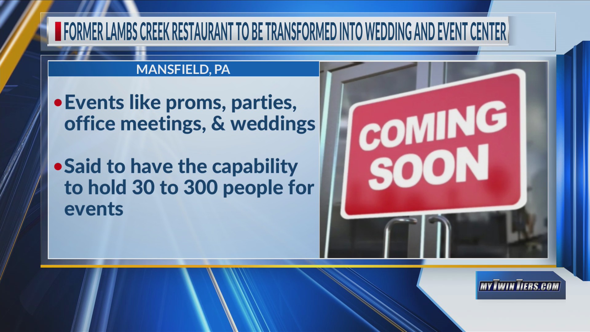 Former Lambs Creek restaurant to be transformed into wedding and event center – WETM ...