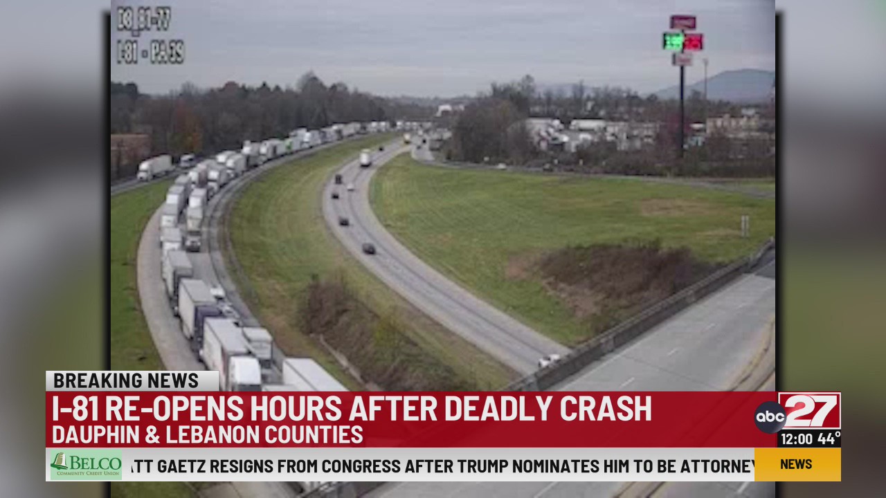 I-81 re-opens in Dauphin County following fatal crash – ABC27
