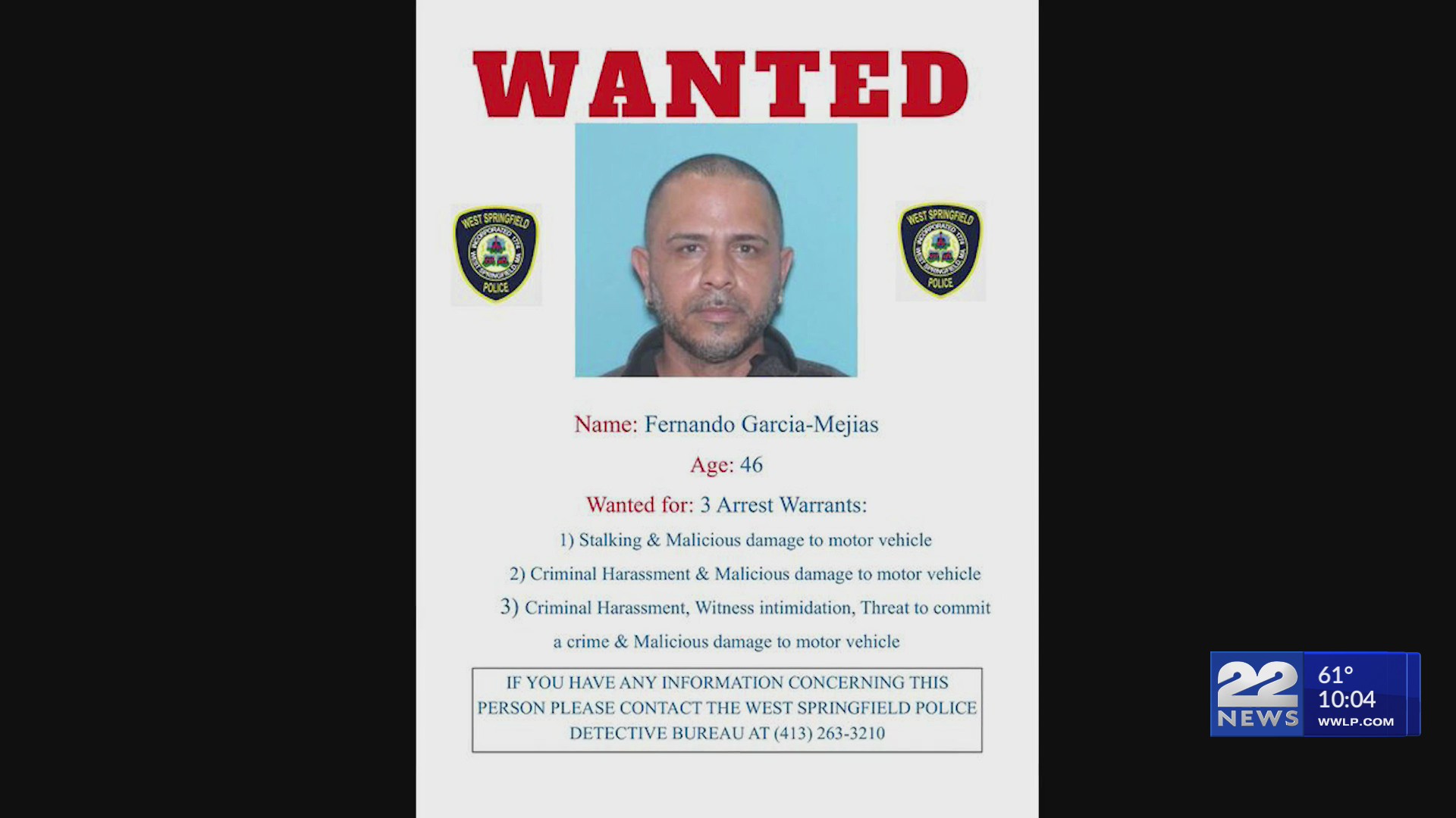 West Springfield man wanted for stalking, harassment – WWLP