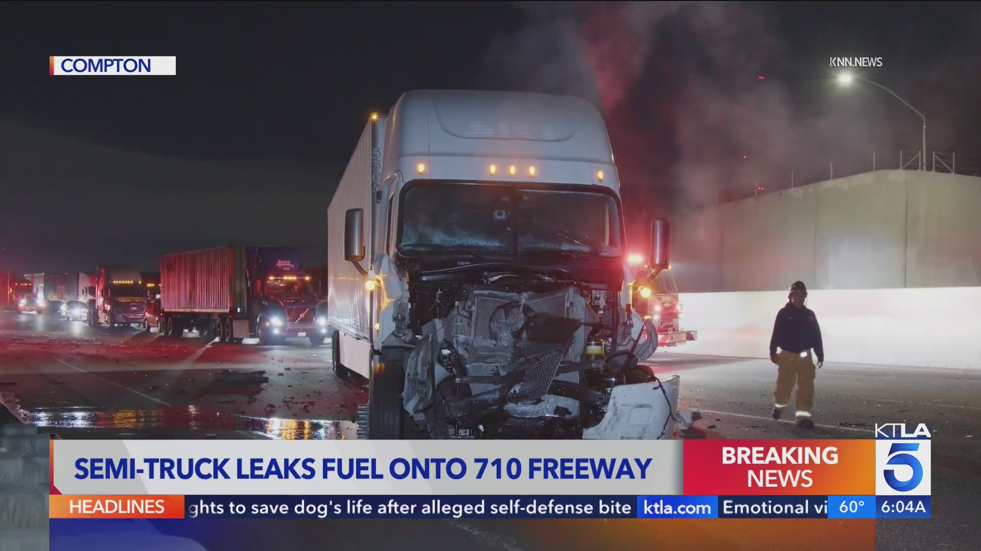 Crews shut down 710 Freeway to clean up fuel spill caused by big rig ...