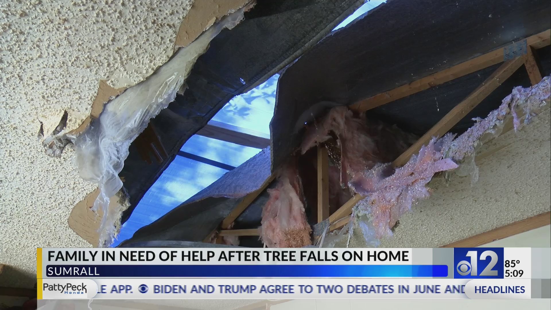 Sumrall family’s mobile home damaged by tree – WJTV