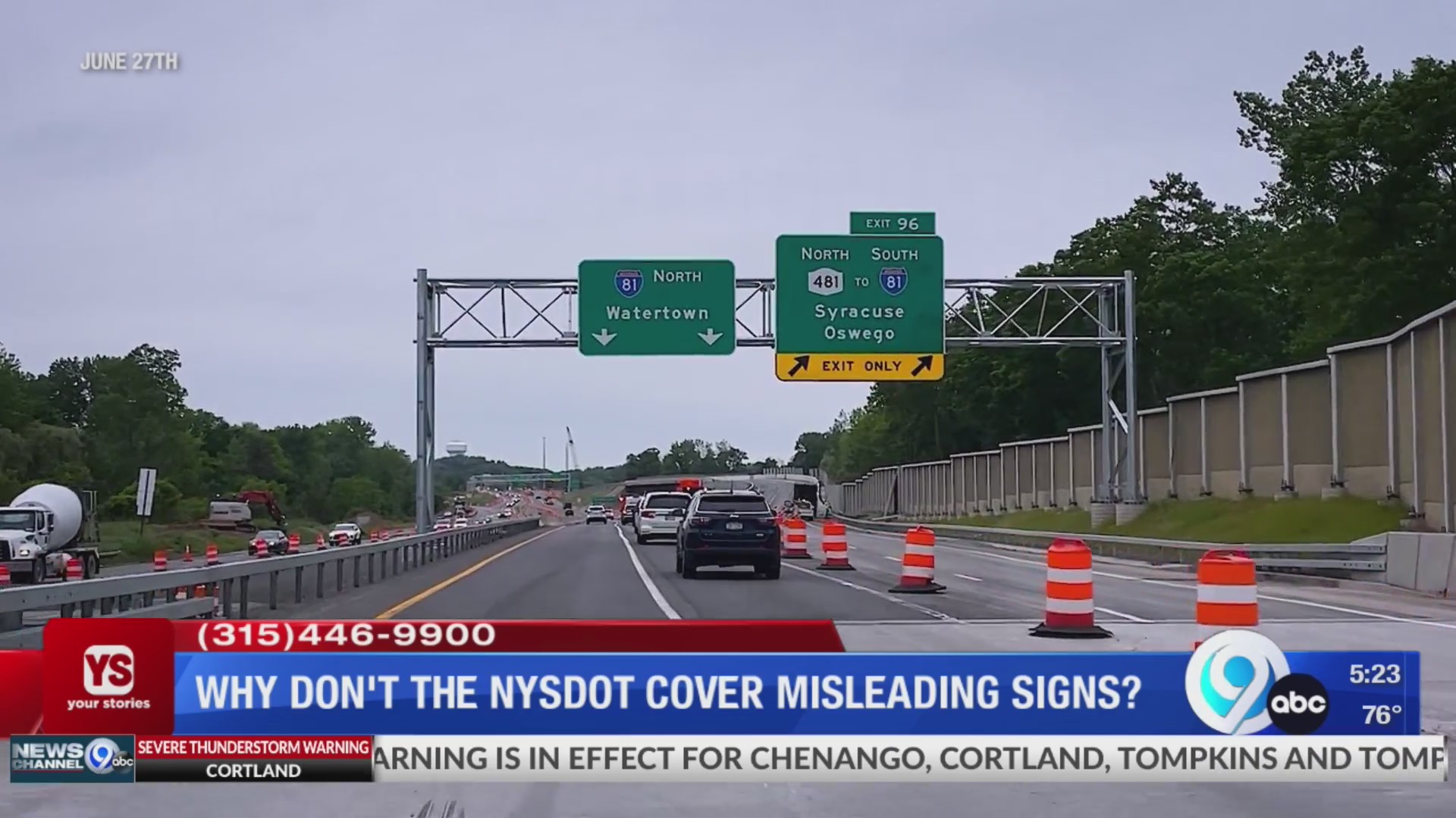 Why doesn’t NYSDOT cover up misleading signs – WSYR