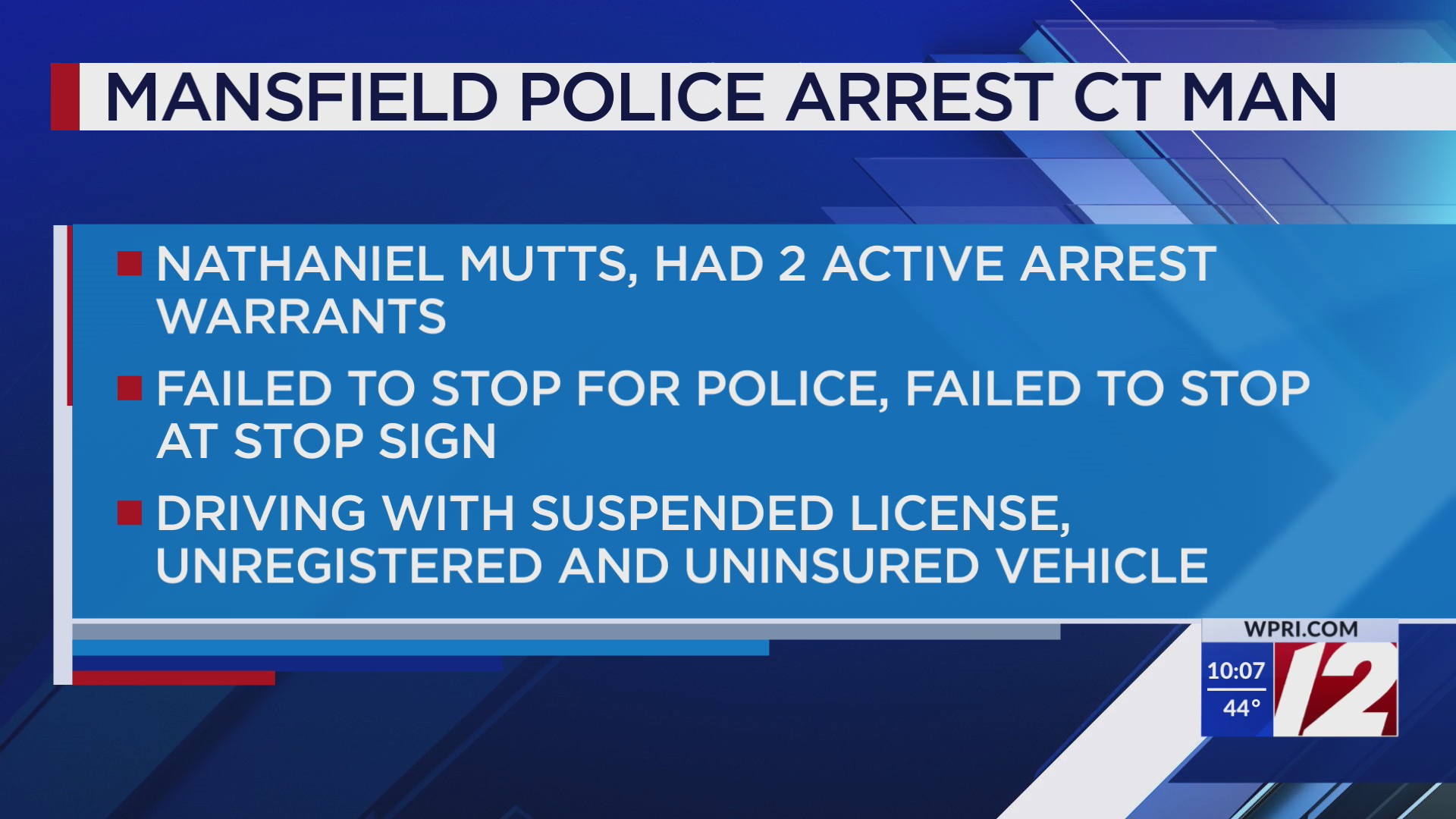 Connecticut man arrested after pursuit in Mansfield – WPRI.com