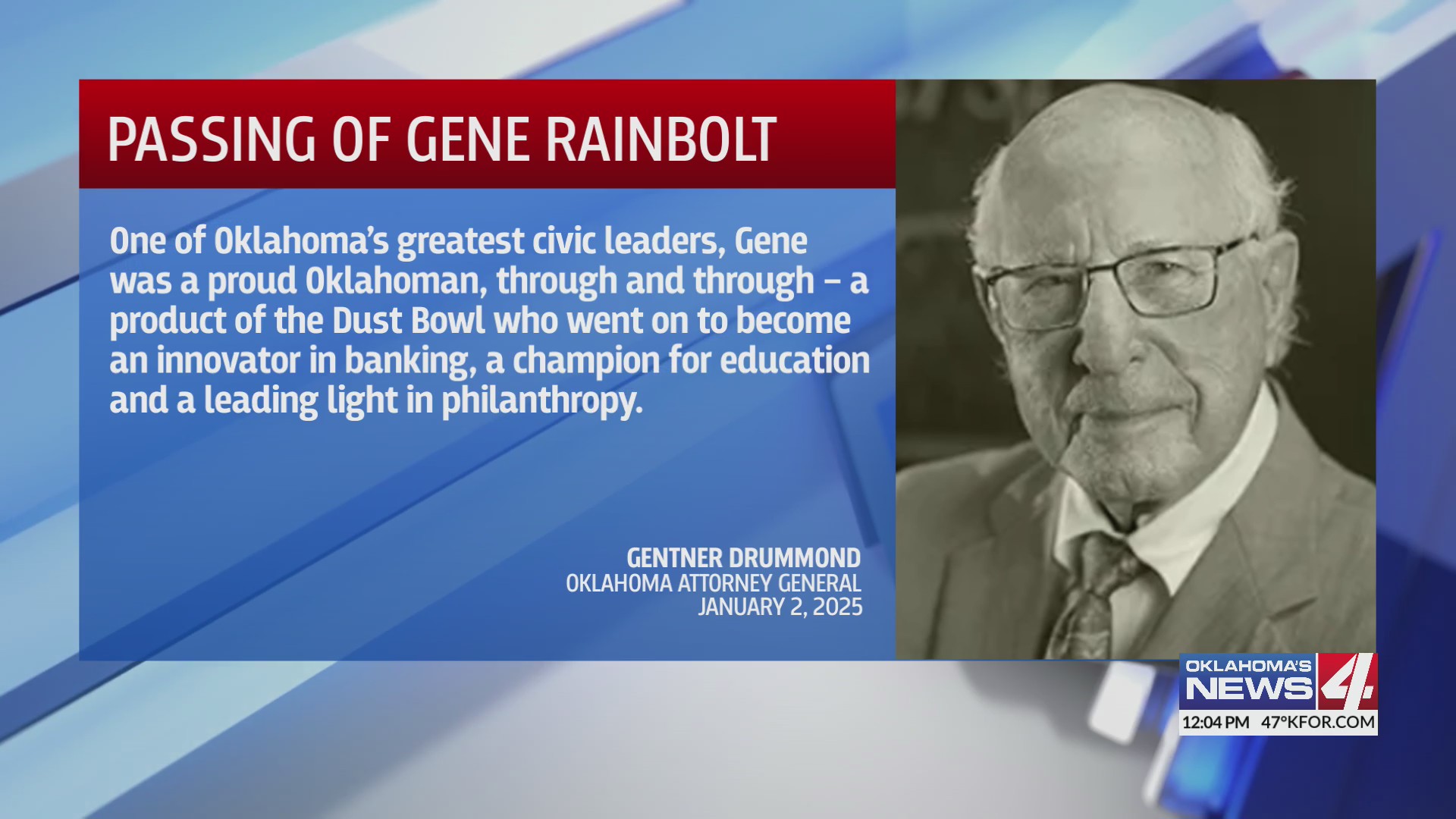 ‘Banking Genius & Civic leader’ Gene Rainbolt dies at 95 – KFOR.com ...