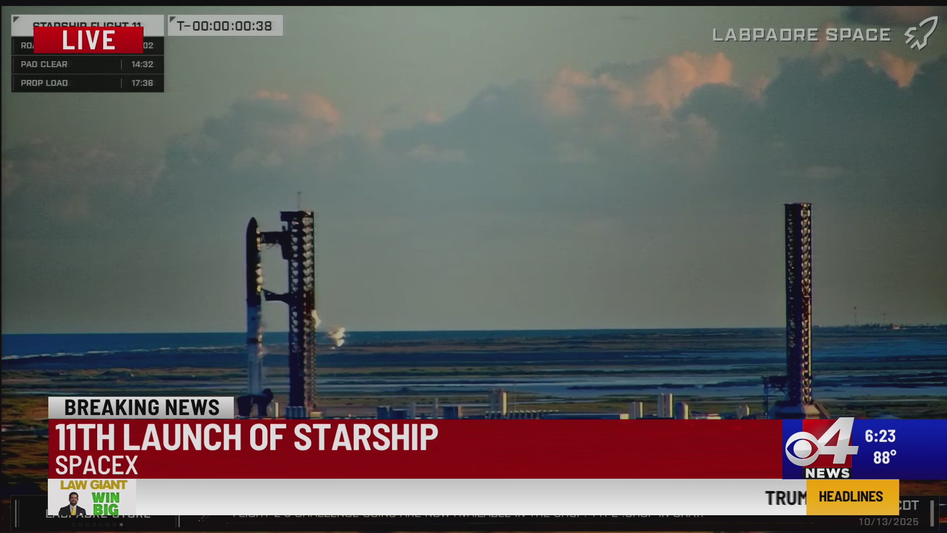 11th Launch of Starship – SpaceX – WFLA
