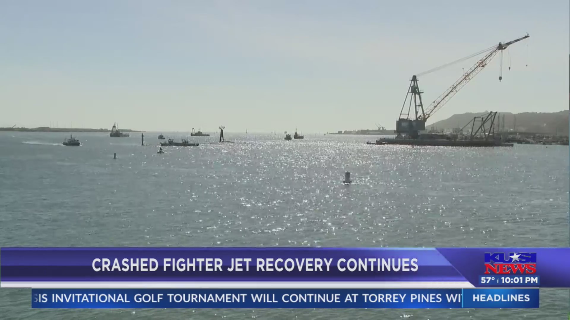 Crews position barge to recover crashed Navy plane in San Diego Bay ...